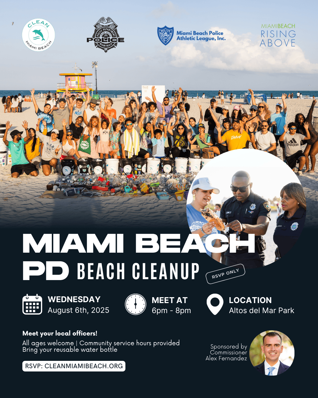 Miami Beach PD & Athletic League Beach Cleanup | Volunteer Cleanup